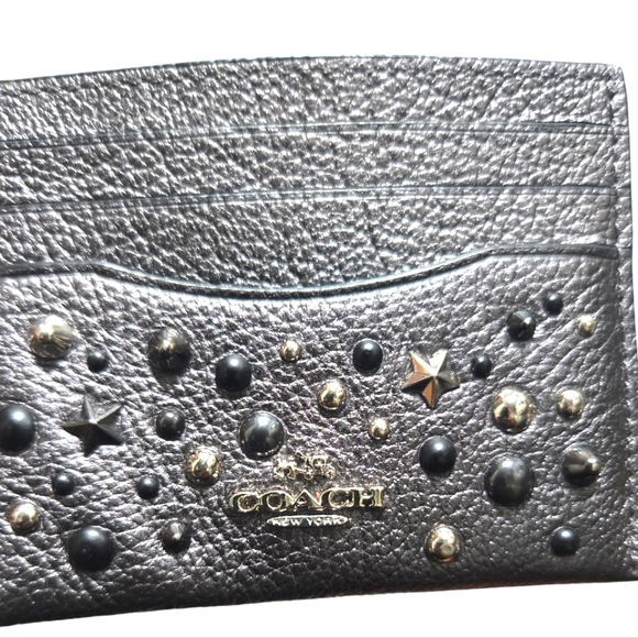 Coach | Bags | Coach Metallic Rivet Card Holder | Poshmark